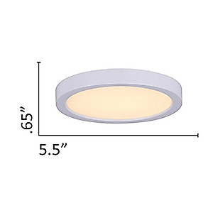 CANARM LED-SM55DL-WT-C LTD 5.5" LED Round Disk Light, Surface Mounted, Line Volt Without Driver, Painted White with Acrylic Lens