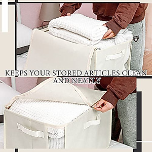 6 Pack Clothes Storage Bags Large Closet Organizers and Storage Foldable Blanket Storage Bins Storage Containers for Clothing, Comforters, Toys with Dual Zipper Carrying Handles (20 x 16 x 13 Inch)