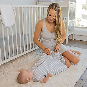 Comfy Cubs Baby Sleep Sack 6-12 Months, Medium - Soft 100% Cotton Wearable Blanket for Babies & Toddlers - Breathable Sleeveless Sleep Bag for Baby with Covered Zipper - Grey