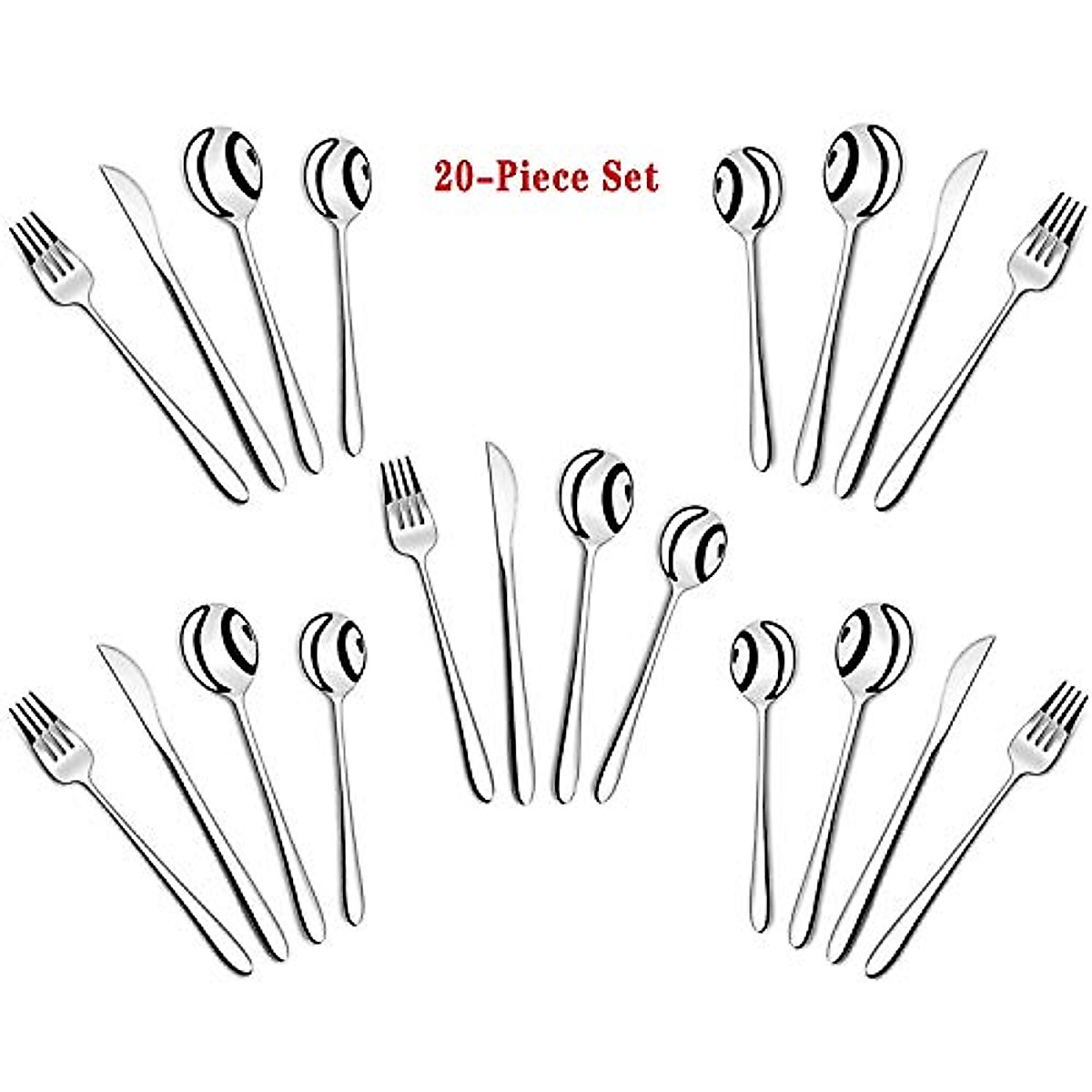 20 Pcs Silverware Set HARBORII Flatware Set Stainless Steel Utensils Set Mirror Polished Cutlery Set Including Forks Knife Spoons Dishwasher Safe