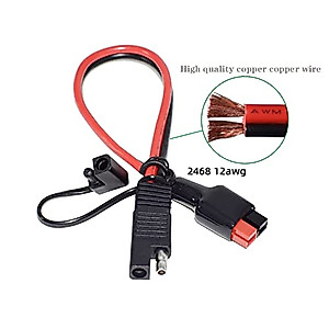 LIXINTIAN with Waterproof and Dustproof Cover SAE Adapter 12AWG Cable，for Pre-Wired RV Boat Charge Battery Solar Panel-30cm/0.98ft