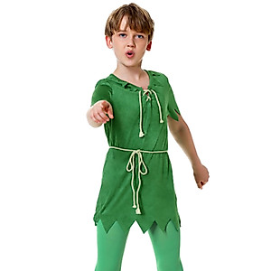 Remimi Boy Peter Pan Dress Girls Halloween Tunic Green Peter Clothing 11-12 Years