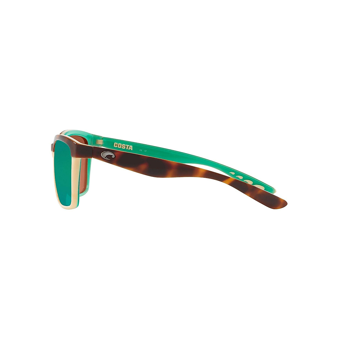 Costa Del Mar Womens Anaa Rectangular Sunglasses, Retro Tortoise/Cream/Mint/Green Mirrored Polarized-580P, 55 mm