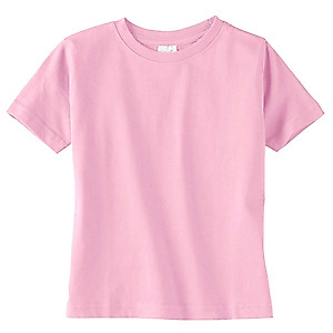 Rabbit Skins Toddler Soft Ribbed Crewneck Jersey T-Shirt, Pink, 4T