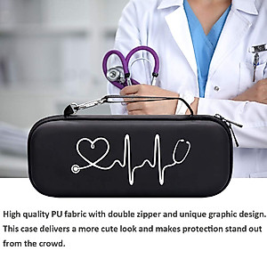 BOVKE Stethoscope Case fits 3M Littmann Classic III Monitoring Stethoscope, Lightweight II S.E, MDF Acoustica, Cardiology IV Diagnostic Stethoscope Holder with Pocket for Nurse Accessories, Black