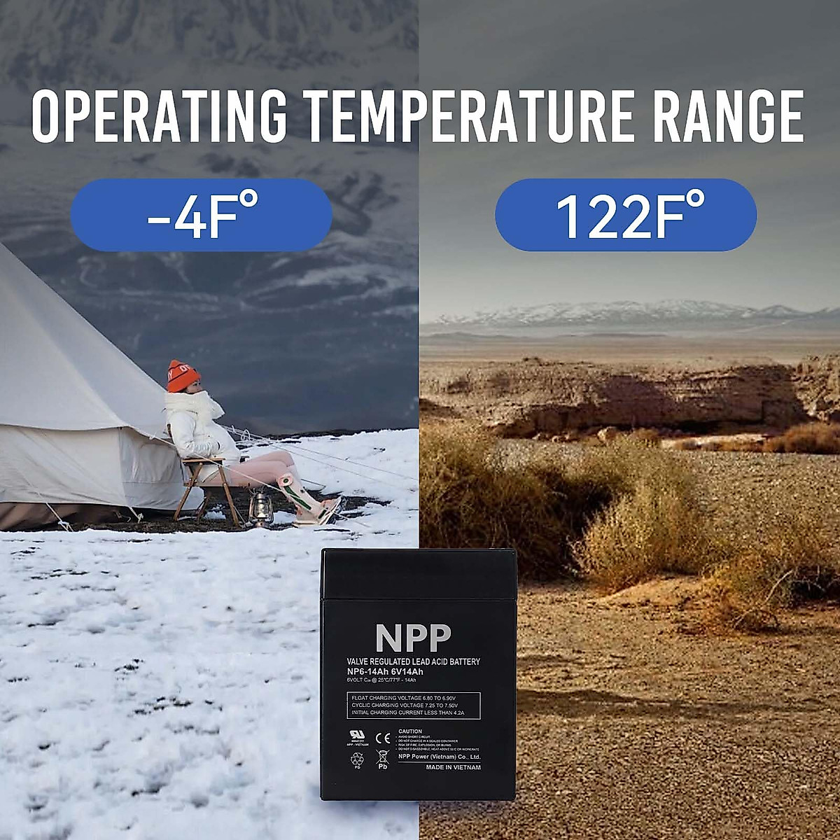 NPP NP6-14Ah 6V 14 Ah Rechargeable Sealed Lead Acid Battery for Parmak 901 & Magnum Solar Park & Teledyne B8-6 Emergency Lighting