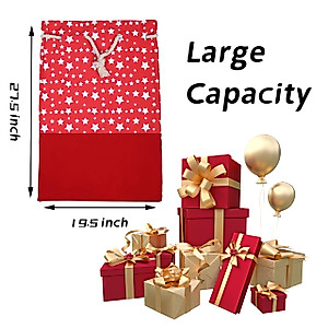 wonshia Personalized Drawstring Christmas Santa Sacks Reusable Christmas Star Santa Bag Large Christmas Canvas Gift Bag for Kids Xmas Present Christmas Party