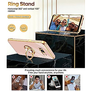 LeYi for Samsung Galaxy S8 Case [ Not Applicable S8 Plus] with 360° Rotatable Ring Holder Magnetic Kickstand, Plating Rose Gold Edge Protective Case, Pink