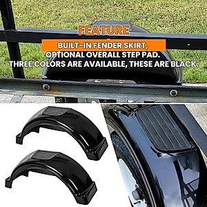 ECOTRIC 2 Pcs Trailer Fenders W/Steps Compatible with Single-Axle Trailers 13" Diameter Wheels Tires Plastic Fenders - Black
