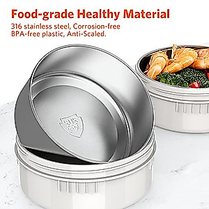 Runkrin Insulated Food Jar 64oz for Hot Food 6 Hours, 3 Tiers Leak-Proof Stackable Thermal Lunch Box Containers, Stainless Steel Vacuum Soup Storage for Men Women