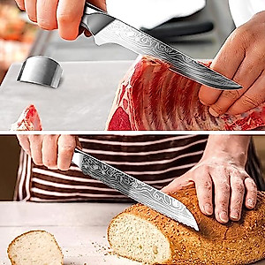 MOSFiATA Knife Set-18Pcs Kitchen Knife Set with Knife Holder &Sharpening Rod, German High Carbon Stainless Steel Chef knife set with Micarta Handle