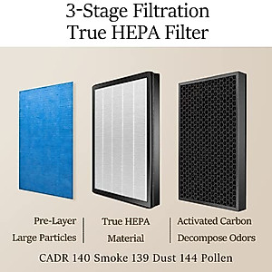 YIOU Air Purifier R1 Replacement Filter, 3-in-1 Pre-Filter, True HEPA Filter, High-Efficient Activated Carbon Filter(Original), Blue