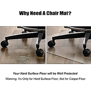 Premium Office Chair Mat for Hard Wood Floors,36 x 48 inches, Clear Floor Mat for for Rolling Chairs, Heavy Duty Floor Protectors for Home Office, Anti-Slip, Easy to Clean