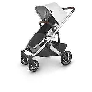 UPPAbaby Cruz V2 Stroller - Bryce (White Marl/Silver/Chestnut Leather) + Mesa Infant Car Seat - Bryce (White Marl)