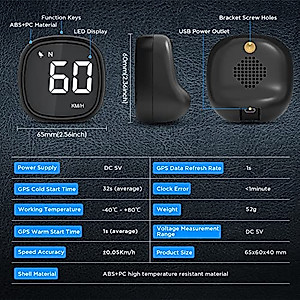 RALBIL Digital GPS Speedometer MPH - Multifunction Car HUD Head Up Display with Fatigue Driving Alarm, Overspeed Alarm and Speed Unit Switching KM/H or MPH for All Vehicle