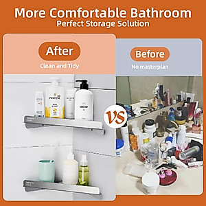 Adhesive Corner Shower Caddy, Stainless Steel Shower Storage Rack for Inside Shower No Drilling Wall Mounted Shower Shelf, Shower Corner Organizer Shelves for Bathroom and Kitchen (Silver-1 Pack)