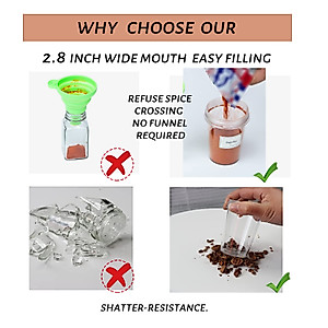 24 PCS Spice Jars storage containers,6 oz,heavy calibre Jars NOT NEED Collapsible Funnel, with Lids Spice Labels Stickers,PETG materials (black)