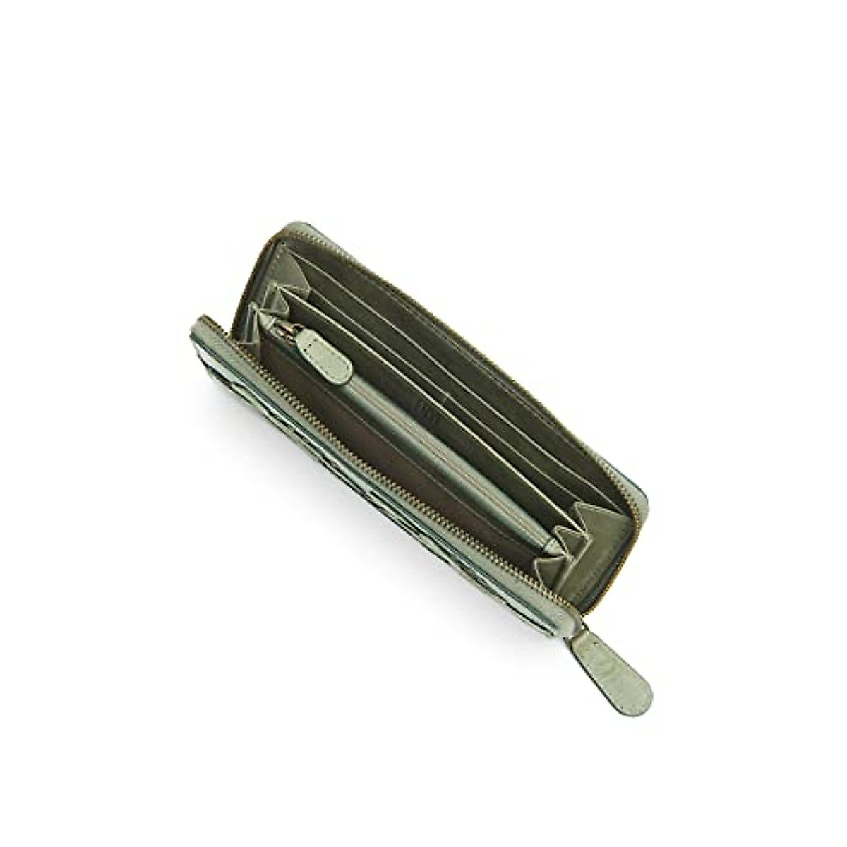 Frye Melissa Studded Floral Zip Wallet, Wild Sage