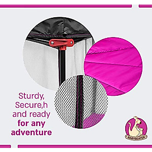 BABYSEATER Portable Playard Play Pen with Carrying Case for Infants and Babies, Pink