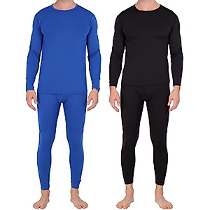 2 Pack: Mens Thermal Sets Underwear Microfiber Fleece Lined Long Johns Base Layer Top Bottom Shirt Pants Compression leggings Essentials Skiing Snow Winter Clothing- Set 9, XL