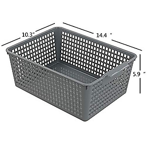 Sandmovie Large Platic Storage Baskets, Organizer Bin, 3-Pack, G