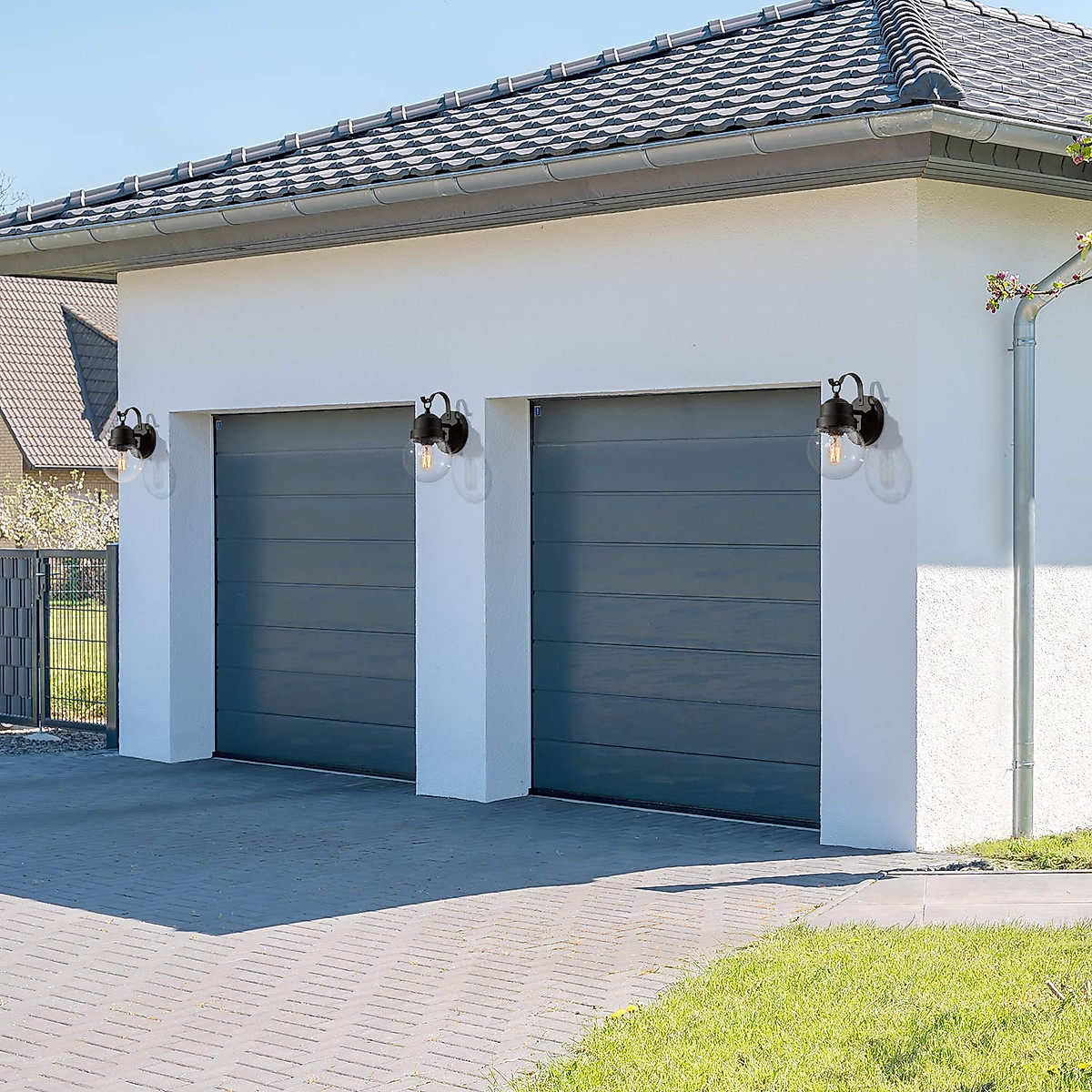 KSANA Outdoor Sconces Wall Lighting, Rust-Proof Exterior Light Fixtures Wall Mount with Bubble Glass, Globular Outdoor Light Fixtures for Porch, Yards, Patio, Garden, Balcony, Hallway, Black Finish