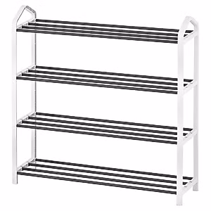 4 Tier Heavy Duty Metal Shoe Rack Stand Shelf Shelving Hallway,Bedroom,Bathroom,Living Room Organizer Holder Storage for 12 Pairs Shoes