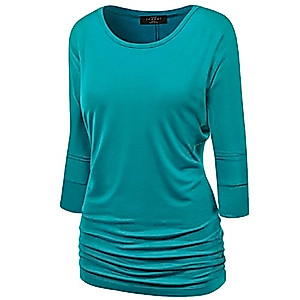 Made By Johnny MBJ WT822 Womens 3/4 Sleeve with Drape Top XXL Jade
