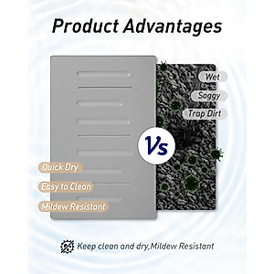 AMOAMI Stone-Bath-Mat, Ultra Absorbent Fast Drying Diatomaceous Earth, Non Slip Bathtub Mat Stone, Low Maintenance Stone Drying Mat (16"x24", Grey)