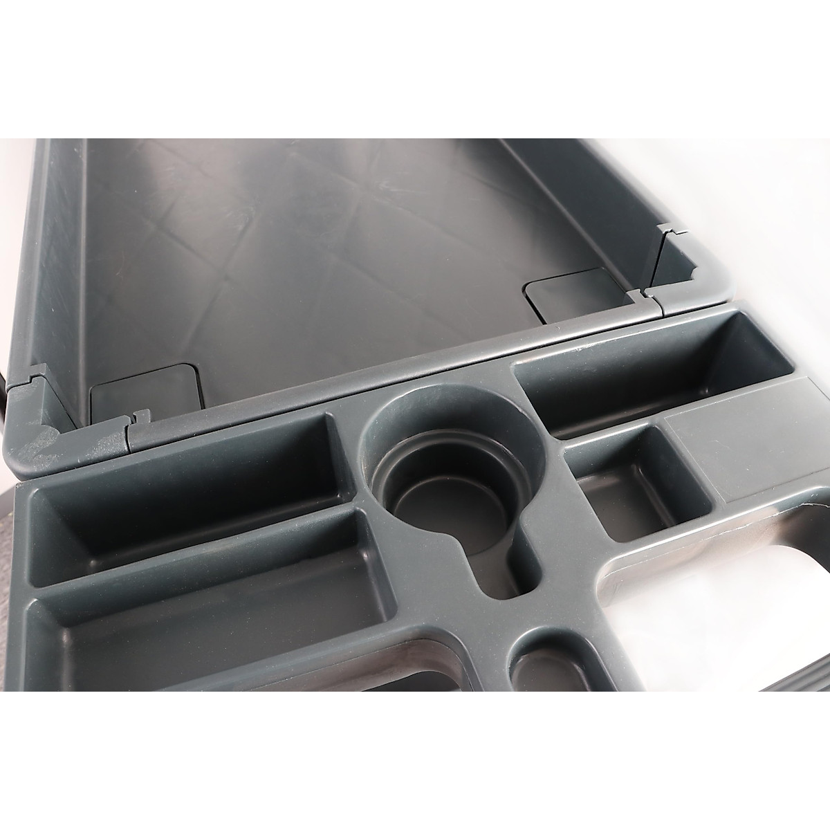 HIGOOD Utility Service Cart, 2-Shelf 500LBS Heavy Duty Plastic Rolling Utility Cart with 360° Swivel Wheels, Lipped Shelves, Ergonomic Storage Handle for Warehouse/Garage