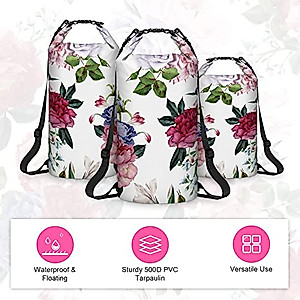 Goosehill Waterproof Dry Bag 5L 10L 20L, Floral Pattern with Durable Plato 500D PVC Material, Floating Roll Top Waterproof Bag for Kayaking Paddleboard Rafting Boating Swimming Camping, 1 STRAP