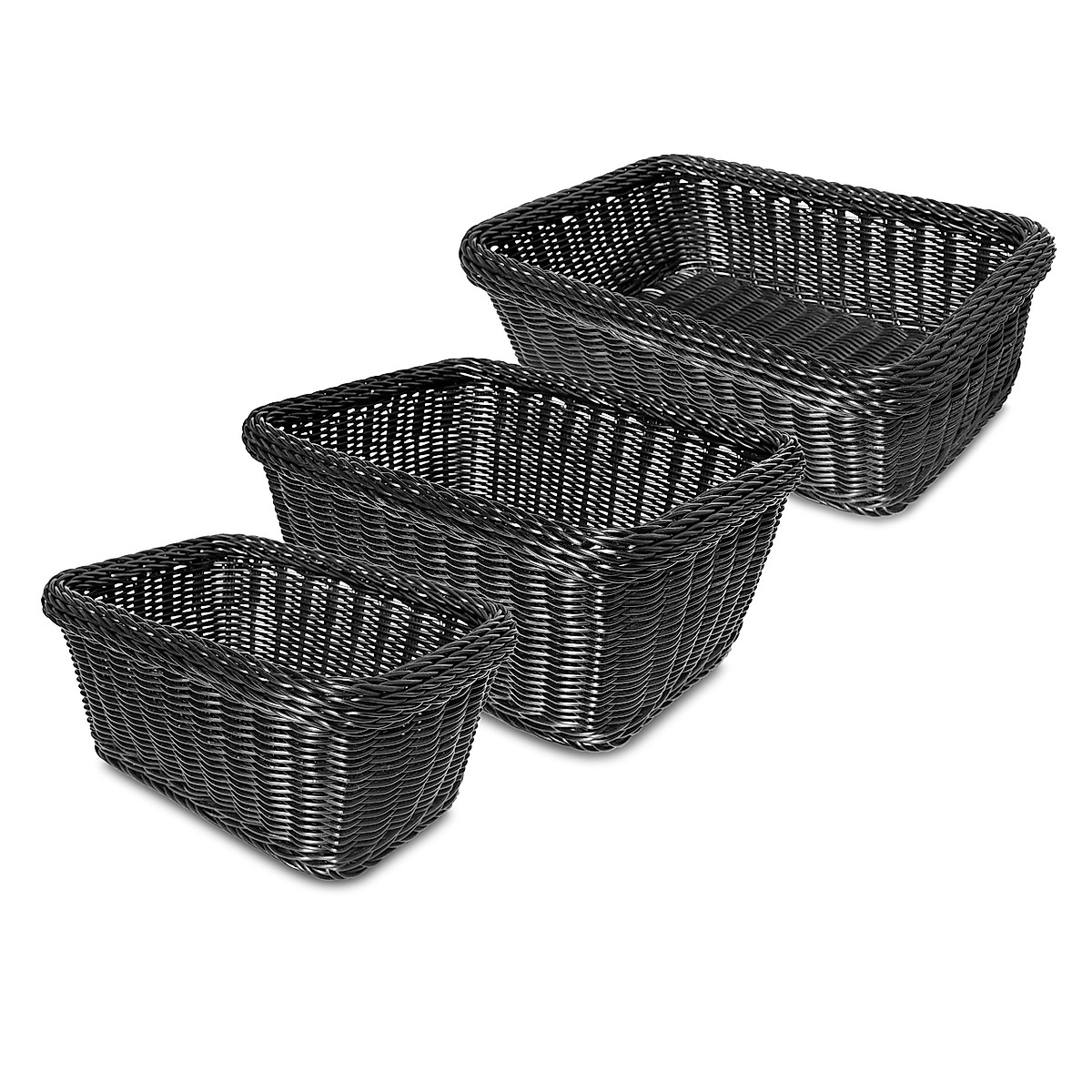 Colorbasket Rectangular Utility Basket, Hand Woven Poly Cord, Set of 3