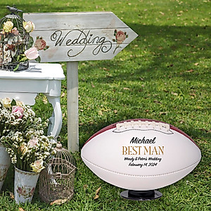 Personalized Custom Football Wedding Gift, Groomsman, Best Man, Bridesmaid, Ring Bearer Keepsake Gift (Best Man)