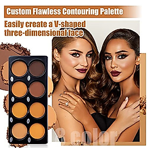 Beteligir 8 Color Powder Contour Palette, Matte Contouring Makeup Kit, Cosmetics Contour and Highlighting Powder Foundation Palette, Contour & Bronzer, Light to Medium, Vegan & Cruelty-Free (01)