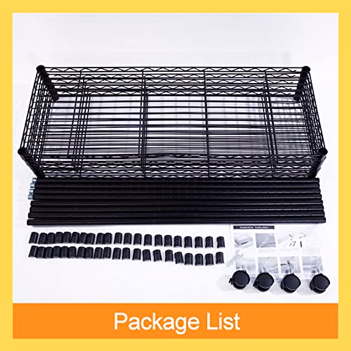Ymlpre 5-Tier Wire Shelving Unit with Wheels, 35.43" W x 13.78" D x 65" H, Height Adjustable Metal Shelf, Heavy Duty Organizer Garage Large Iron Storage Shelves NSF Metal Rack on Wheels, Black 65inch