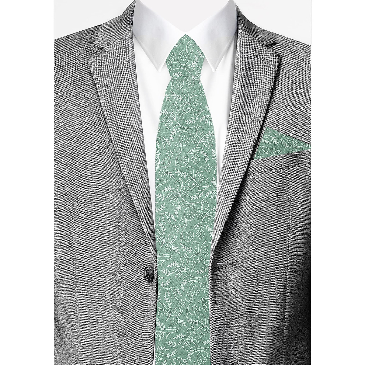 Jacob Alexander Men's Regular Floral Neck Tie - Dusty Sage