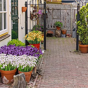 URSTOUD 6 Bundles Artificial Orchid Flowers, Fake Artificial Greenery UV Resistant No Fade Faux Plastic Flowers for Wedding Bridal Bouquet Indoor Outdoor Home Garden Kitchen Office Table Vase(White)