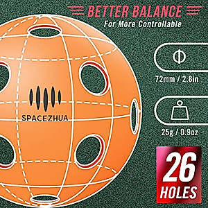 SPACEZHUA Indoor Pickleballs，XX-26holes Pickleball Balls，USA Pickleball(USAPA) Approved, TPE Material Pickle Balls high Elasticity Aging Resistance，Orange & Yellow，6，10 Packs.