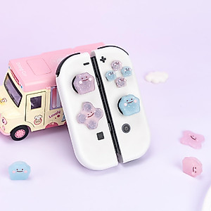 PERFECTSIGHT Cute D-Pad Button Caps Silicone Thumb Grips Set, ABXY Key Buttons Sticker Joystick Cover Caps Compatible with Nintendo Switch/OLED - Monster