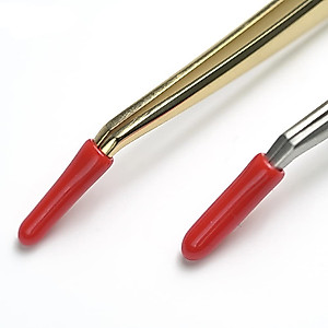 100 Pieces Red Plastic Eyelash Tweezers Cover Grafting Eyelashes Tips Covers Tweezer Point Protectors for Stainless Steel Straight Elbow Tweezers