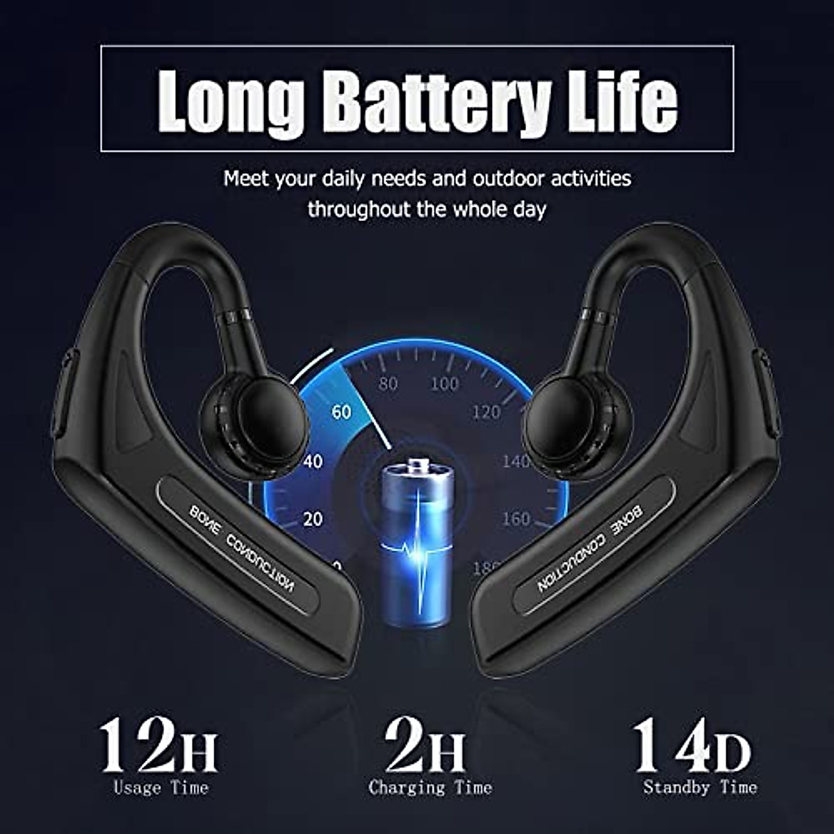 ESSONIO Bone Conduction Headphones Open Ear Headphones with Microphone IPX5 Waterproof Wireless Bluetooth Headset for Cell Phones