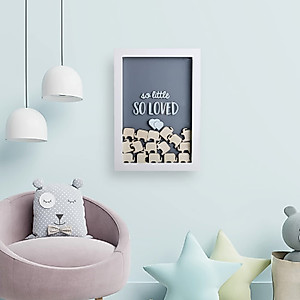 WOMRICH Boy Baby Shower Decorations Elephant Theme Set, Baby Shower Guestbook Elephant Sign Frame, It is a Boy Banners Elephant Garland Paper Lantern Paper Flower Pom Poms (Blue)