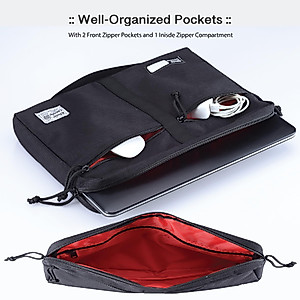 Rough Enough 13 14 Inch Laptop Sleeve Case Bag with Zipper Accessory Pocket for Notebook Computer Black Cordura