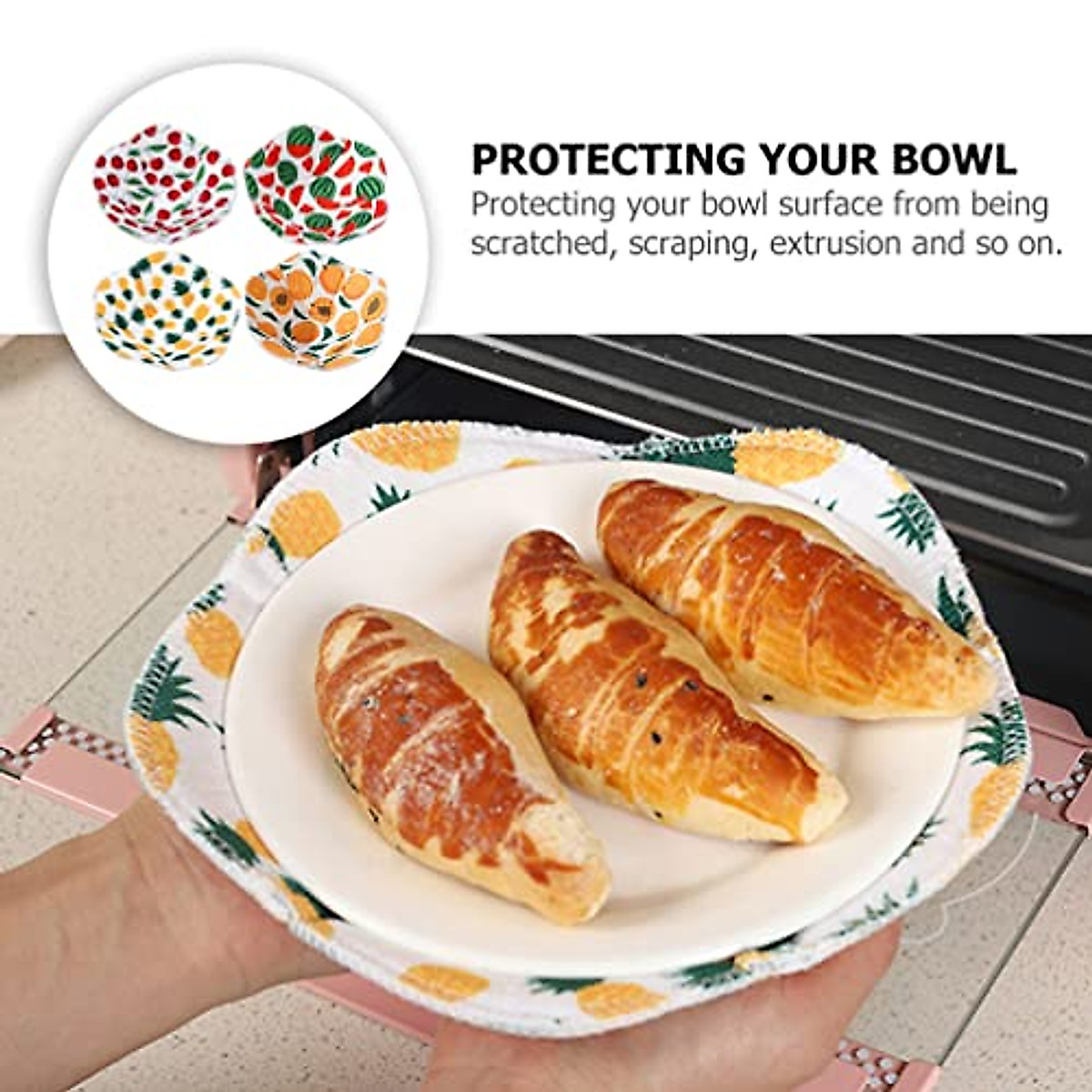 Luxshiny Desk Protector 4Pcs Microwave Bowl Holders, Pot Holders Soup Bowl Cozy Microwave Safe Bowl Holders Plate Cozies for Hot Food Oven Mitt