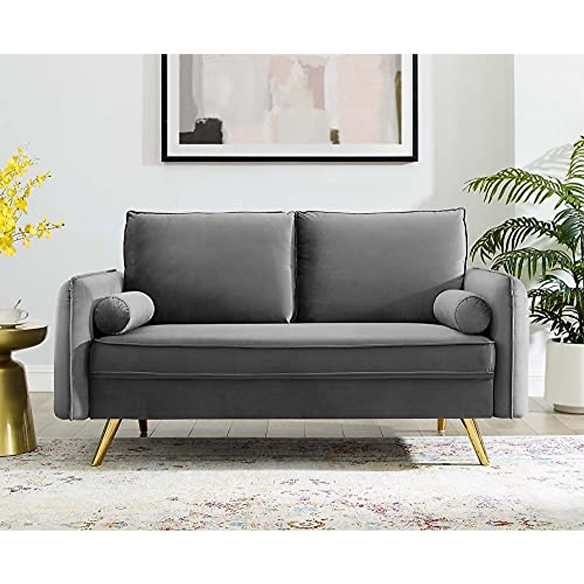 Modway Revive Performance Velvet Loveseat, Gray