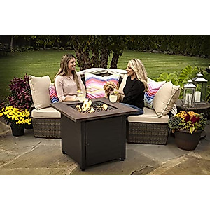 Endless Summer, The Spencer, Square 30" Outdoor Propane Fire Pit, Includes Black Fire Glass, Table Insert, & Protective Cover