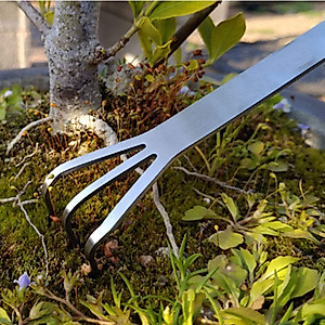 SQXBK Bonsai Rake Stainless Steel Root Rake with Spatula Mini Gardening Rack Cultivator 3-Prong Loosen Soil Bonsai Tree Tools