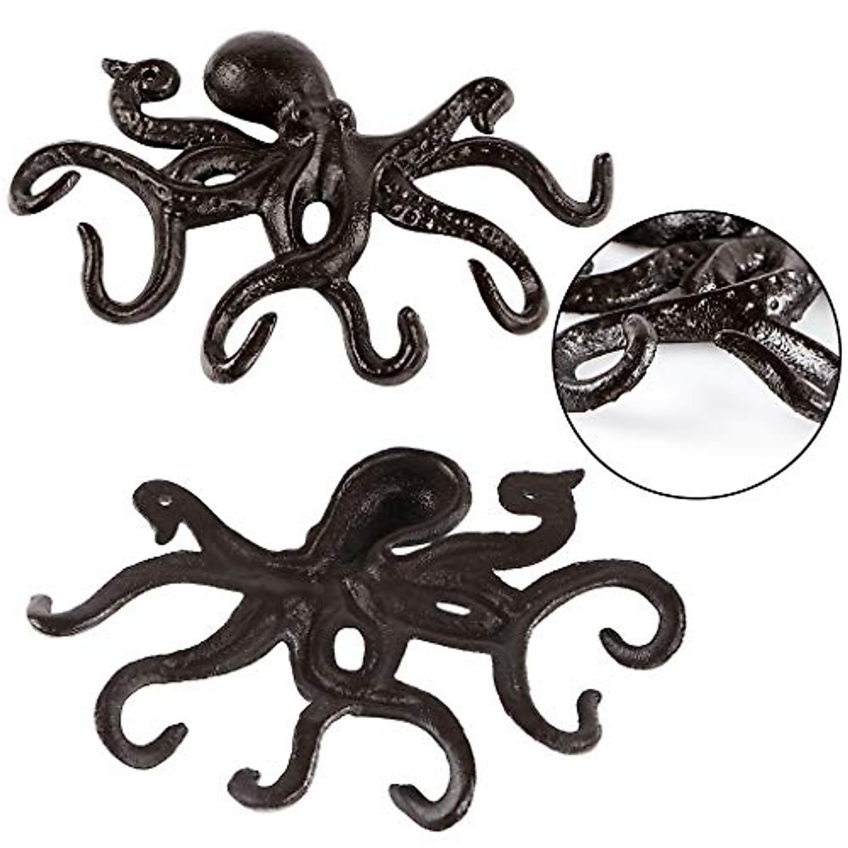 MDLUU Octopus Hook, Nautical Wall Hook, Antique Key Holder Hook, Cast Iron Hook for Coat, Hand Towel, Bathrobe, Jacket