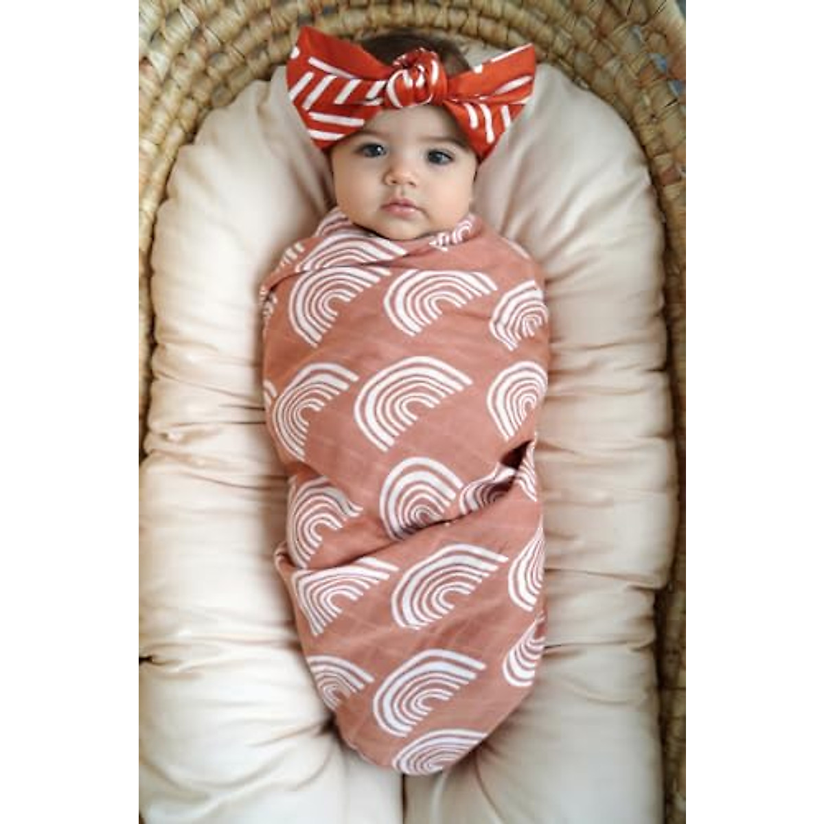 Little Jump 2 Pack (Rainbow & Sunshine) Swaddle Blanket, Silky Soft and Breathable Muslin Blankets for Girls & Boys, Baby Receiving Swaddles, Rainbow Boho Baby Essentials for Neutral (2 Pack)