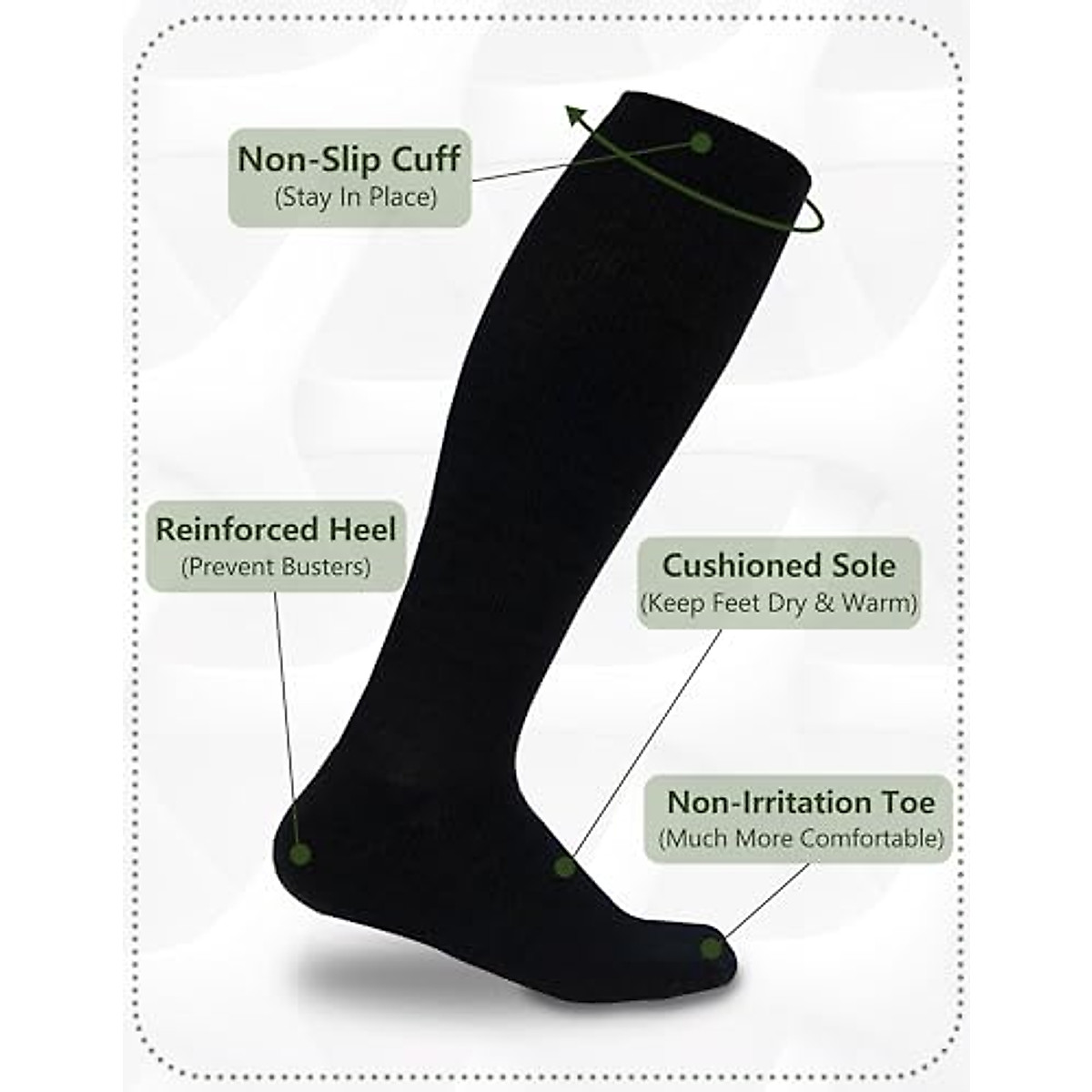 +MD 3 Pairs Light Compression Socks for Women & Men,Viscose for Bamboo 8-15mmHg Soft Support Scoks for Pregnant Nurses Travel 10-13 Black